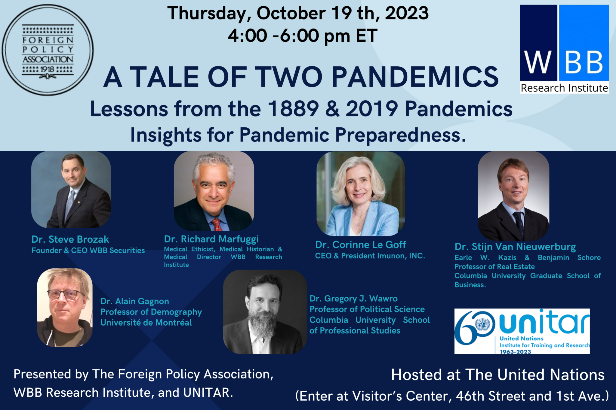 WBB Research Institute and the Foreign Policy Association will sponsor ...